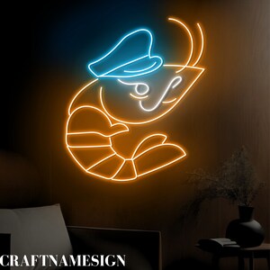 Cool Shrimp Captain Led Sign, Shrimp Neon Sign, Custom Neon Sign ...