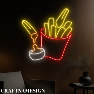 French Fries With Sauce Neon Sign, French Fries Led Sign, Custom Neon ...