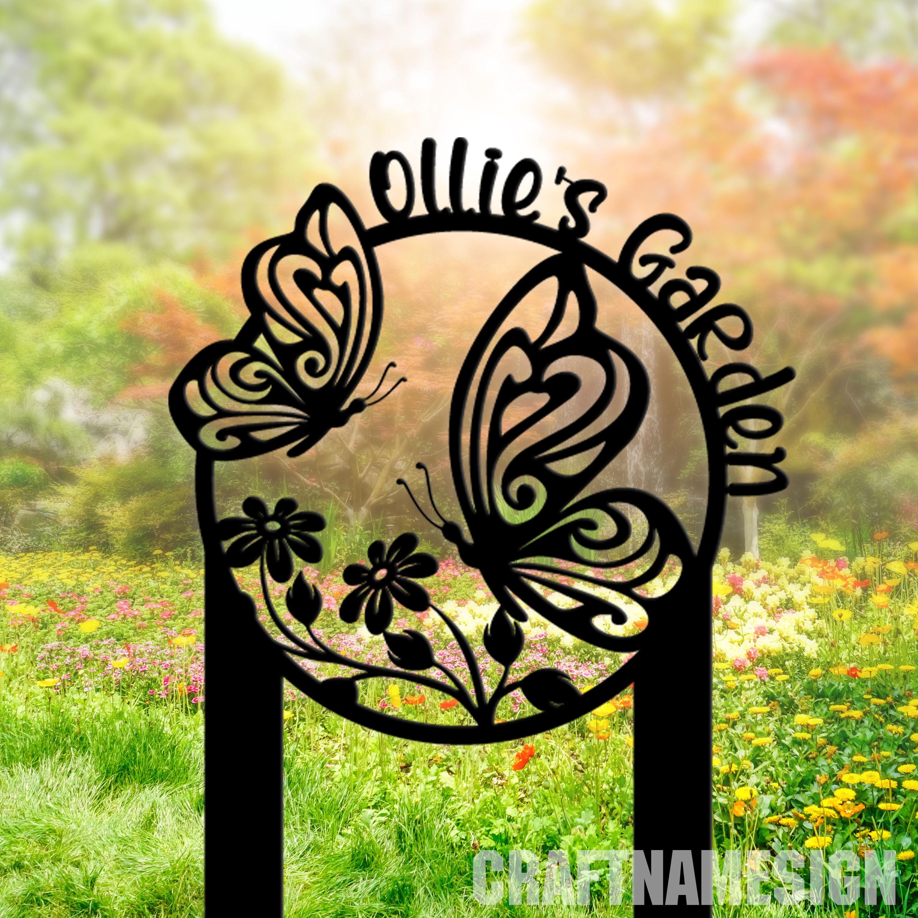 Custom Backyard Butterfly Garden Metal Sign With Stake, Butterfly ...