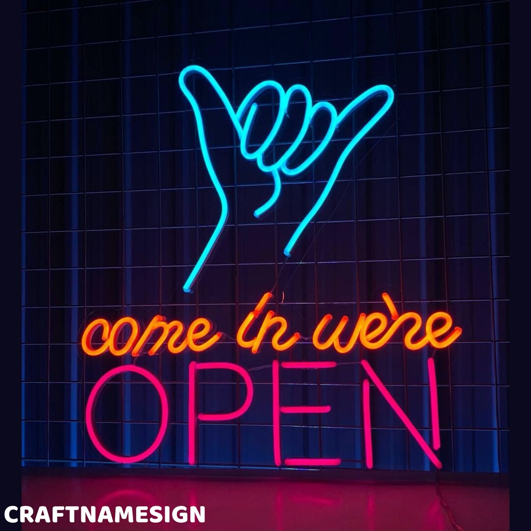 Come in We're Open Neon Sign, Open Store Logo Led Sign, Custom Neon ...