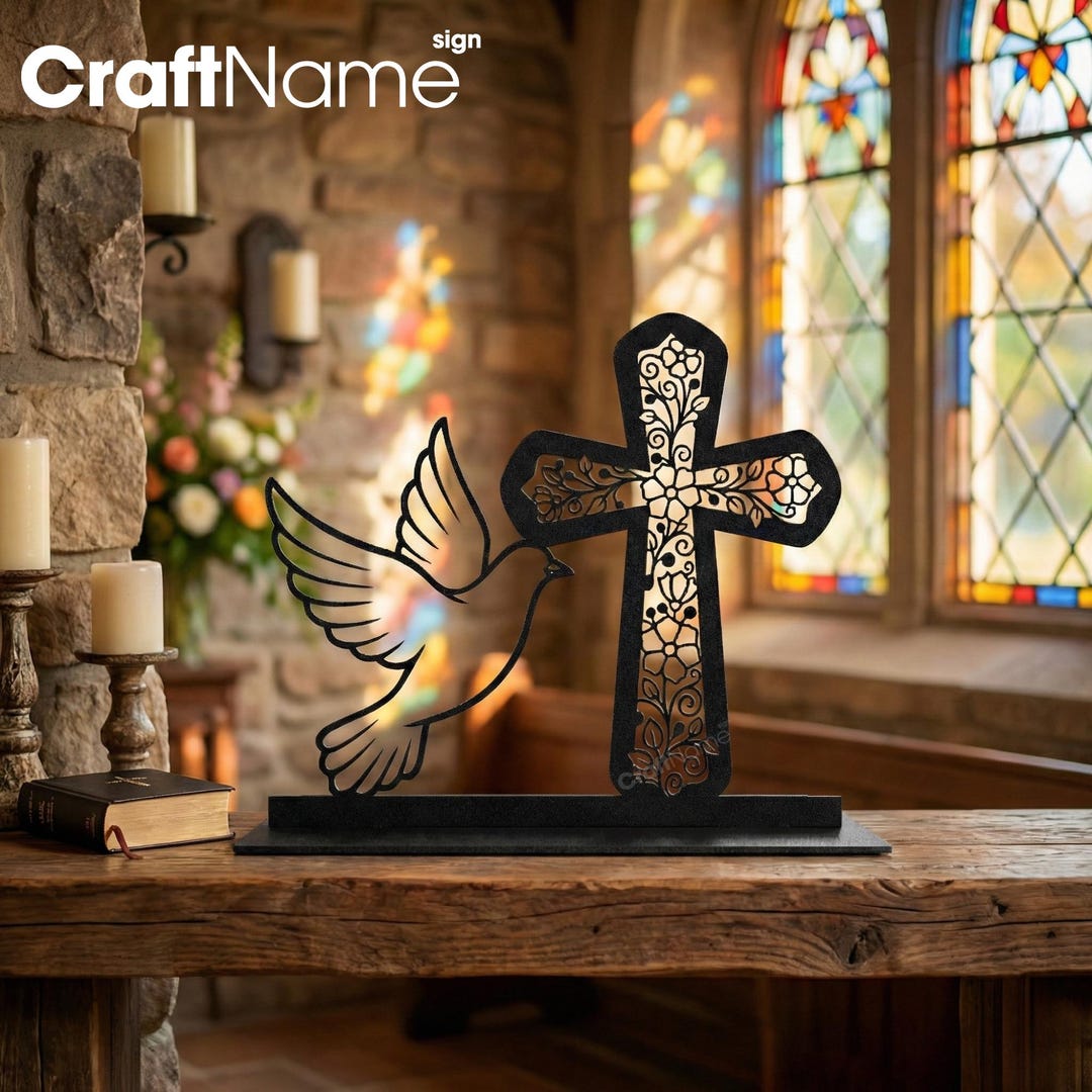 Christian Cross With Dove Display for Sacred Space, Spiritual Religious ...