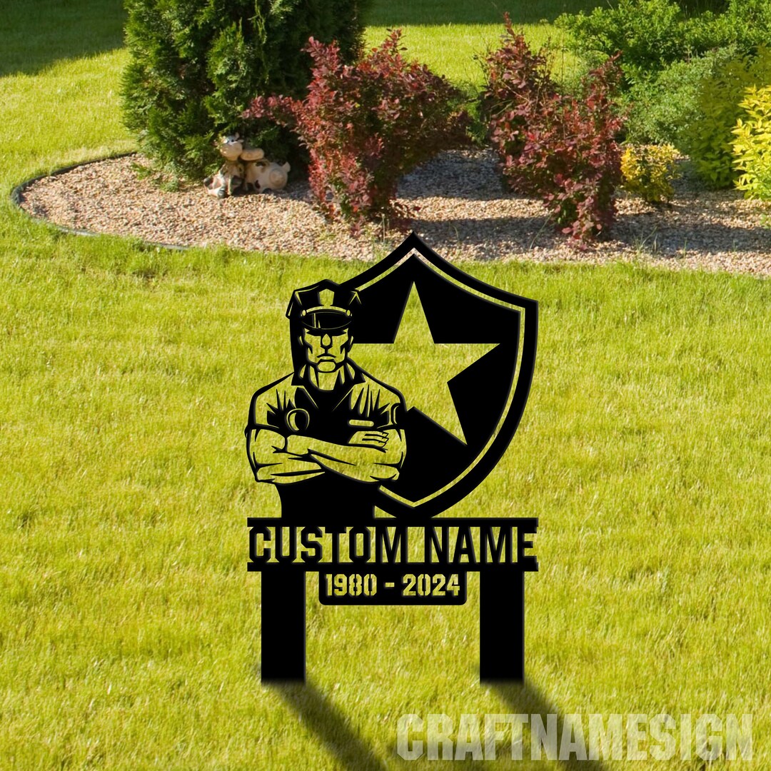 Custom Police Officer Memorial Stake, Police Memorial Plaque With Stake ...