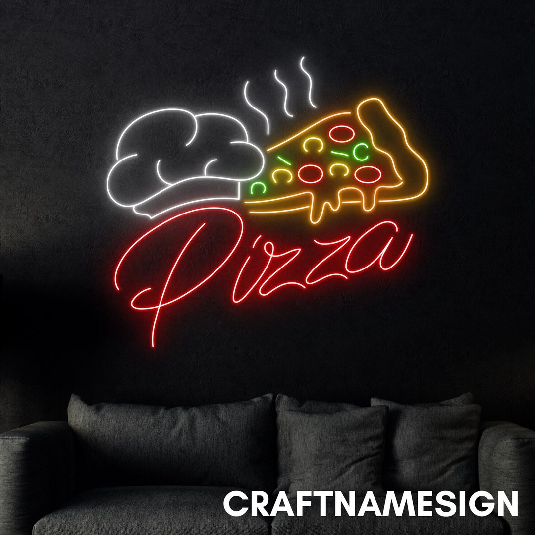 Pizzeria Neon Sign, Pizza Chef Led Wall Art Decor, Custom Neon Sign ...