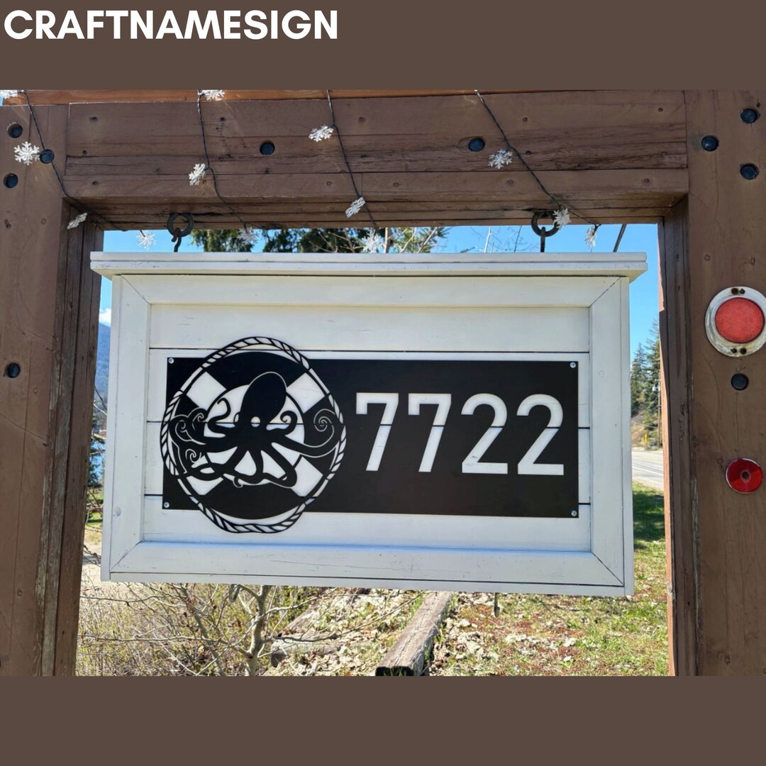 Personalized Octopus Metal Address Sign, Octopus Lovers Gift House ...