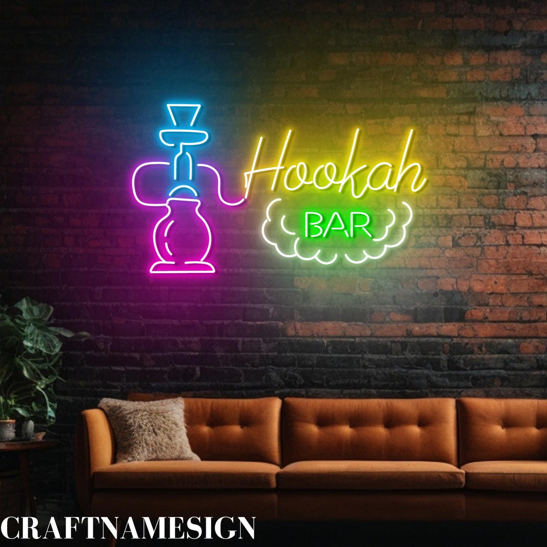 Hookah Bar Neon Sign, Shisha Hookah Bar Led Sign, Custom Neon Sign, Bar ...