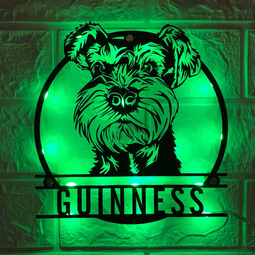 Personalized Peeking Miniature Schnauzer Metal Wall Art LED Light ...