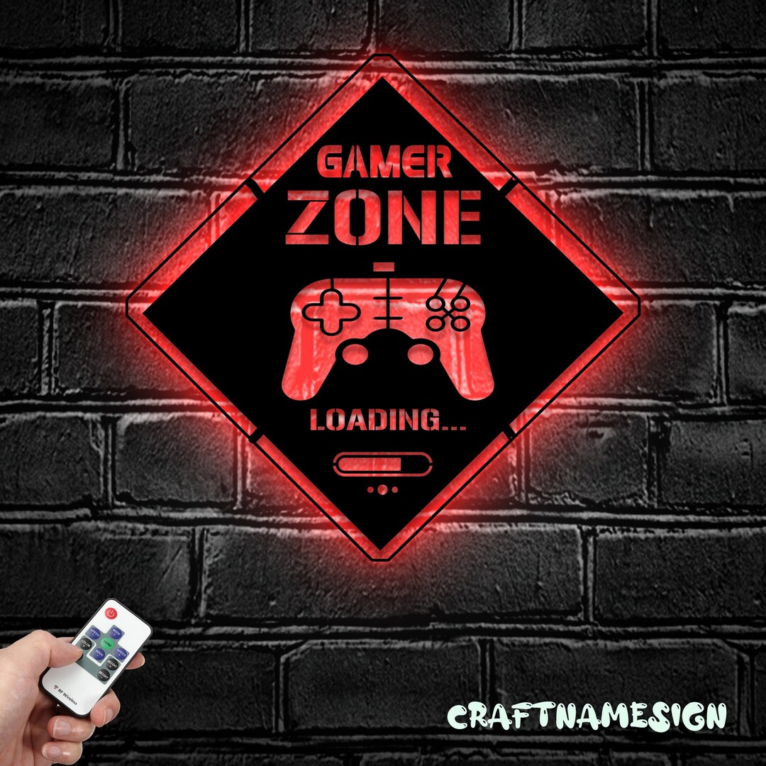 Video Game Room Metal Wall Art LED Light - Gamer Sign Home Decor ...