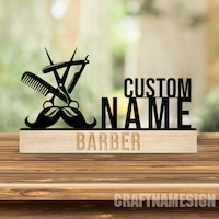 Barber Shop Decor, Wooden Wall Art, Personalized Barber Sign, Hair ...