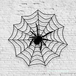 Halloween Spider Metal Wall Art LED Light - Creepy Spider Web Sign ...