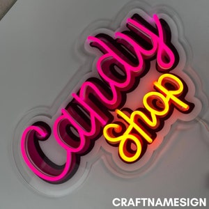 Candy Shop Neon Acrylic Print Sign, Lollipop Led Sign, Custom Neon Sign ...