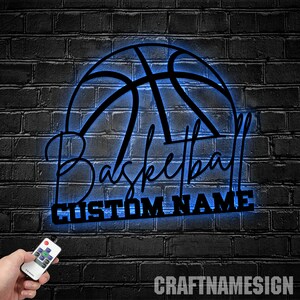 Personalized Basketball Metal Wall Art Led Light, Basketball Metal Sign ...
