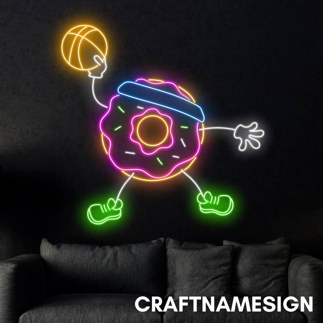 Donut Basketball Neon Sign, Donut Basketball Led Sign, Custom Neon Sign ...