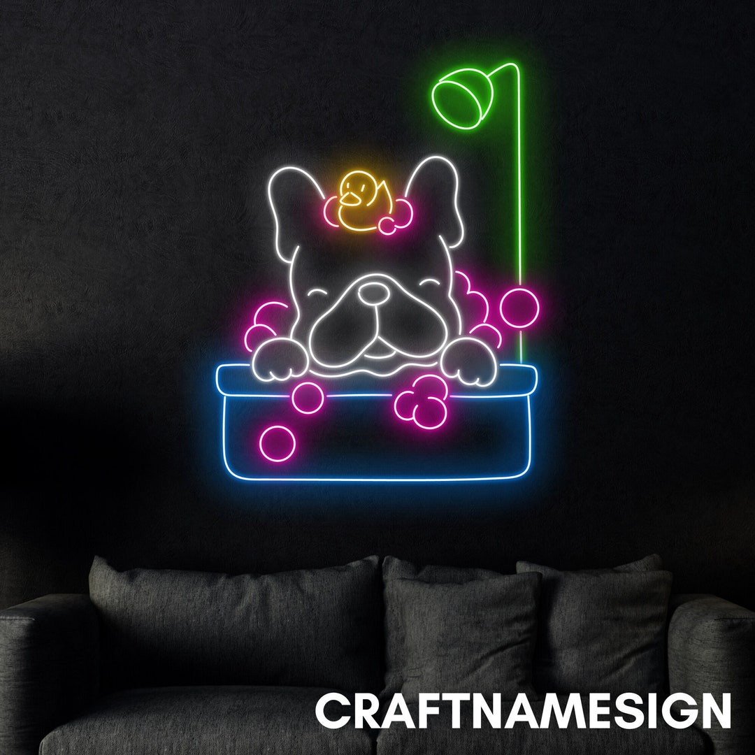 Bulldog Shower Neon Sign, Bulldog Shower Led Sign, Custom Neon Sign ...