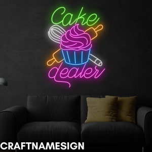 Cake Dealer Neon Sign, Cupcake Led Sign, Custom Neon Sign, Cupcake ...