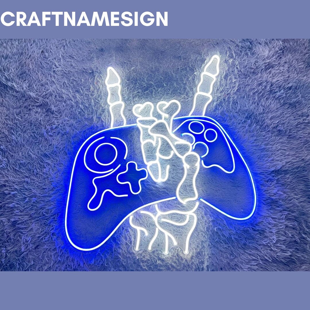Skeleton's Hand Game Controller Neon Sign, Game Controller Led Sign ...