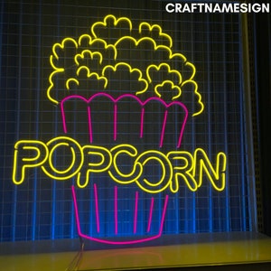 Popcorn Bucket Neon Sign, Popcorn Bucket Led Sign, Custom Neon Sign ...