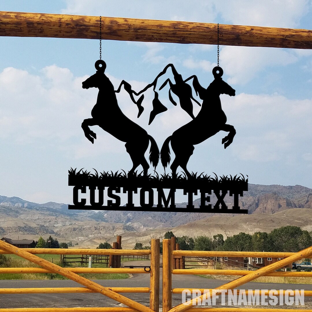 Custom Metal Horse Farm Sign, Metal Name Sign Outdoor, Welcome Farm ...
