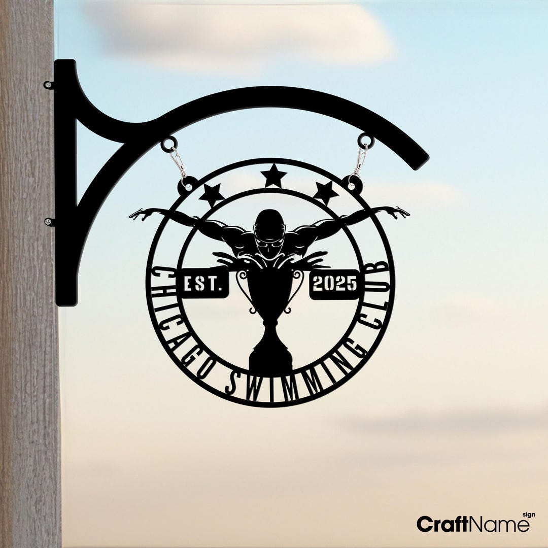 Custom Swimming Club Metal Steel Wall Hanging, Swimming Metal Wall Art ...