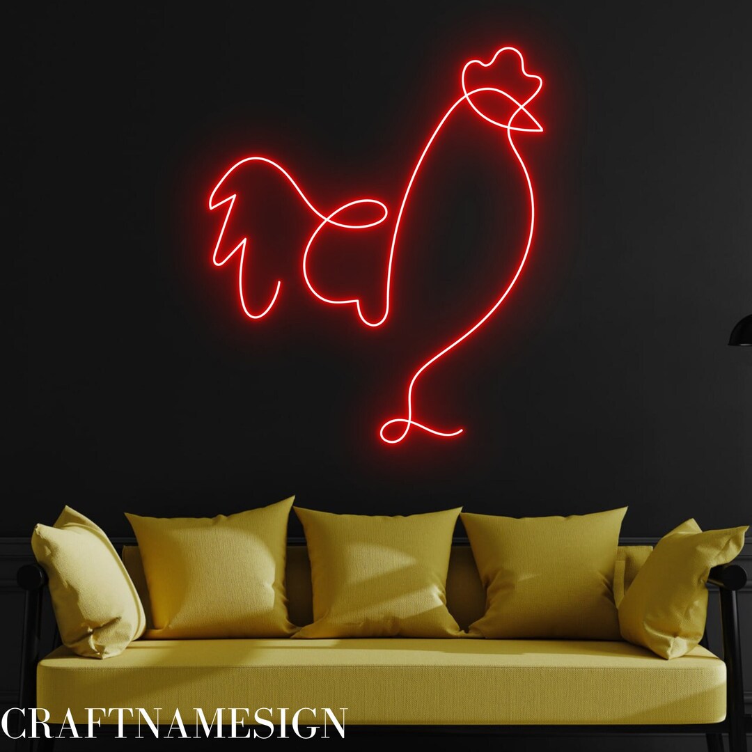 Minimalist Chicken Neon Sign, Chicken Line Led Sign, Custom Neon Sign ...