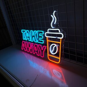 Take Away Coffee Neon Sign, Coffee Open Sign, Shop Sign Cafe Neon Sign ...