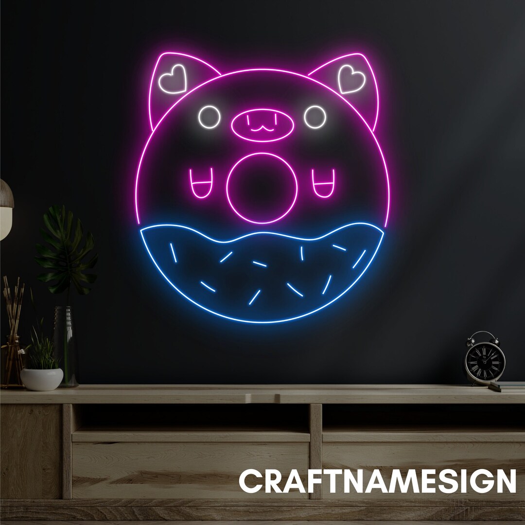 Pig Donut Neon Sign, Pig Donut Led Sign, Custom Neon Sign, Donut Store ...