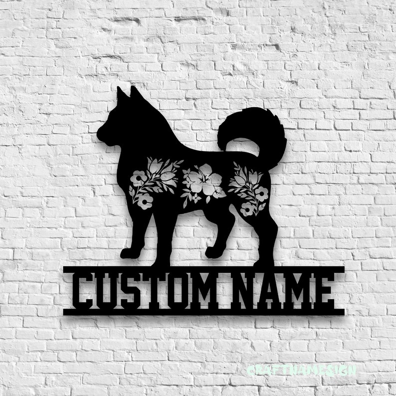 Custom Floral Siberian Husky Metal Wall Art LED Light - Etsy