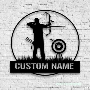 Custom Archery Metal Wall Art LED Light - Personalized Archer Name Sign ...