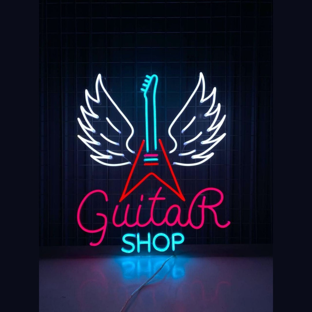 Guitar Shop Neon Sign, Electric Guitar Led Sign, Custom Neon Sign ...
