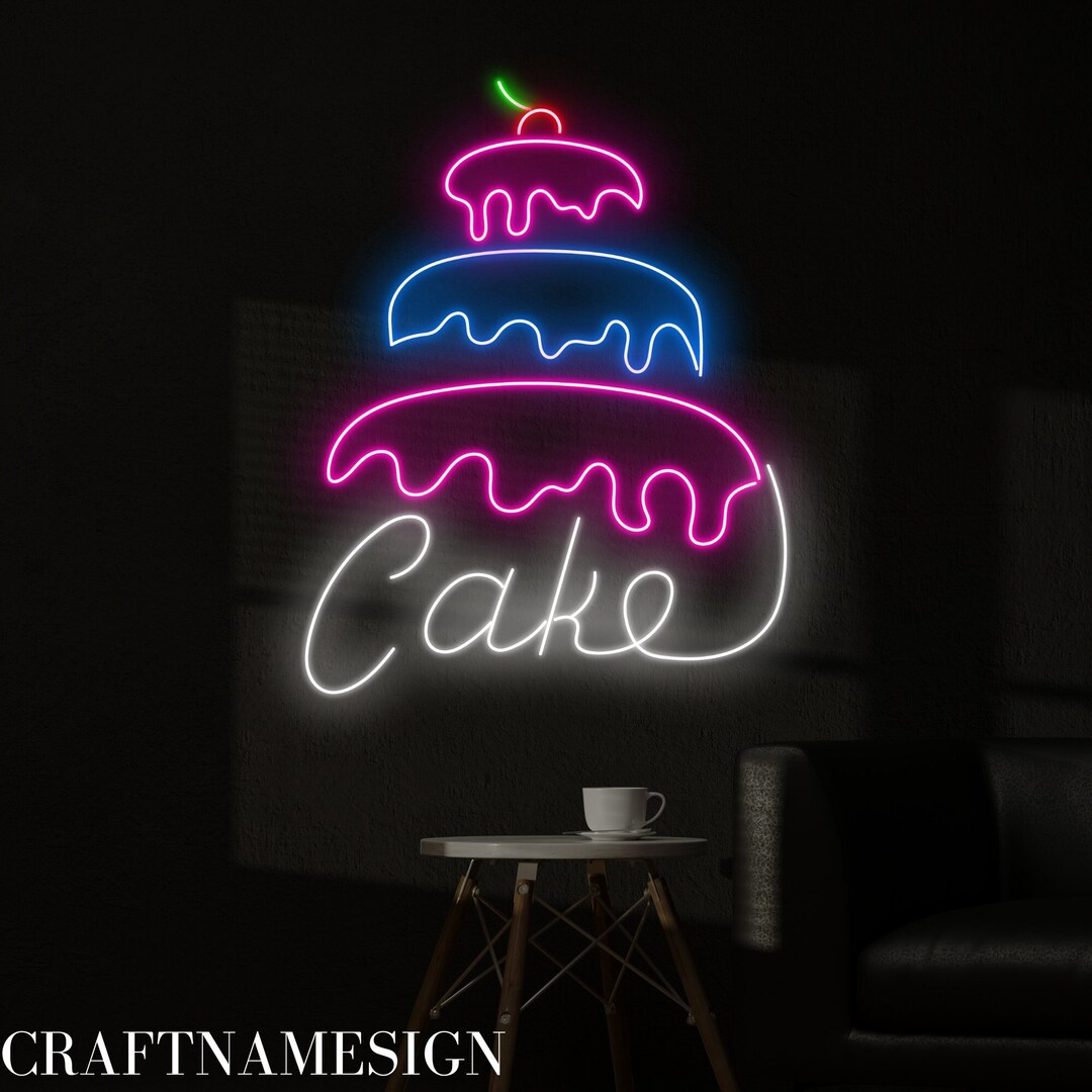 Birthday Cake Neon Sign, Birthday Cake Led Sign, Custom Neon Sign ...