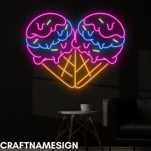 Heart Ice Cream Neon Sign, Ice Cream Led Sign, Custom Neon Sign, Ice ...