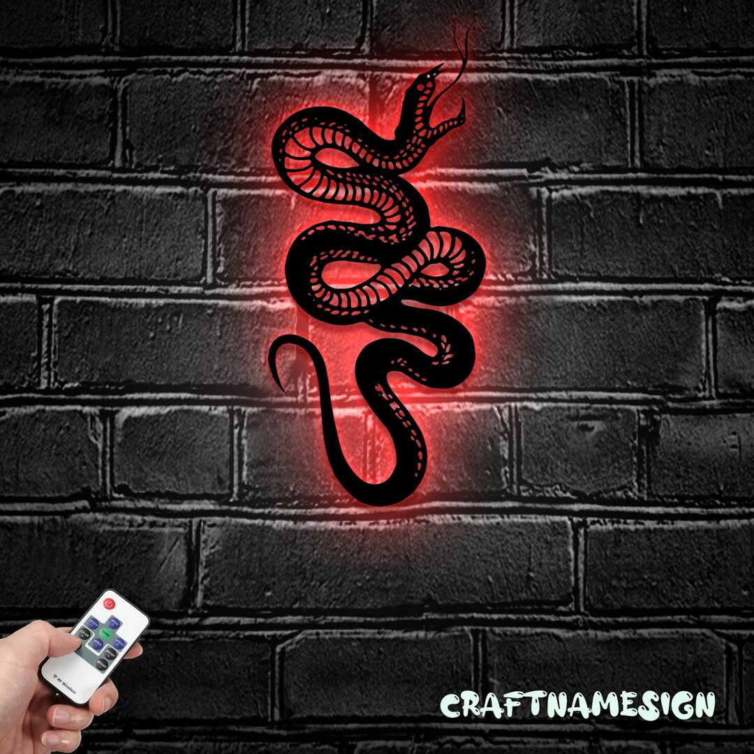 Snake Moon Phase Metal Wall Art With LED Light | Celestial Snake Sign ...