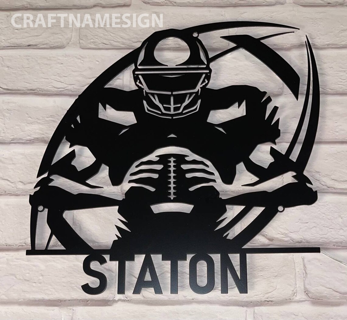 Custom American Football Player Metal Sign Led Lights, Custom Us Player ...