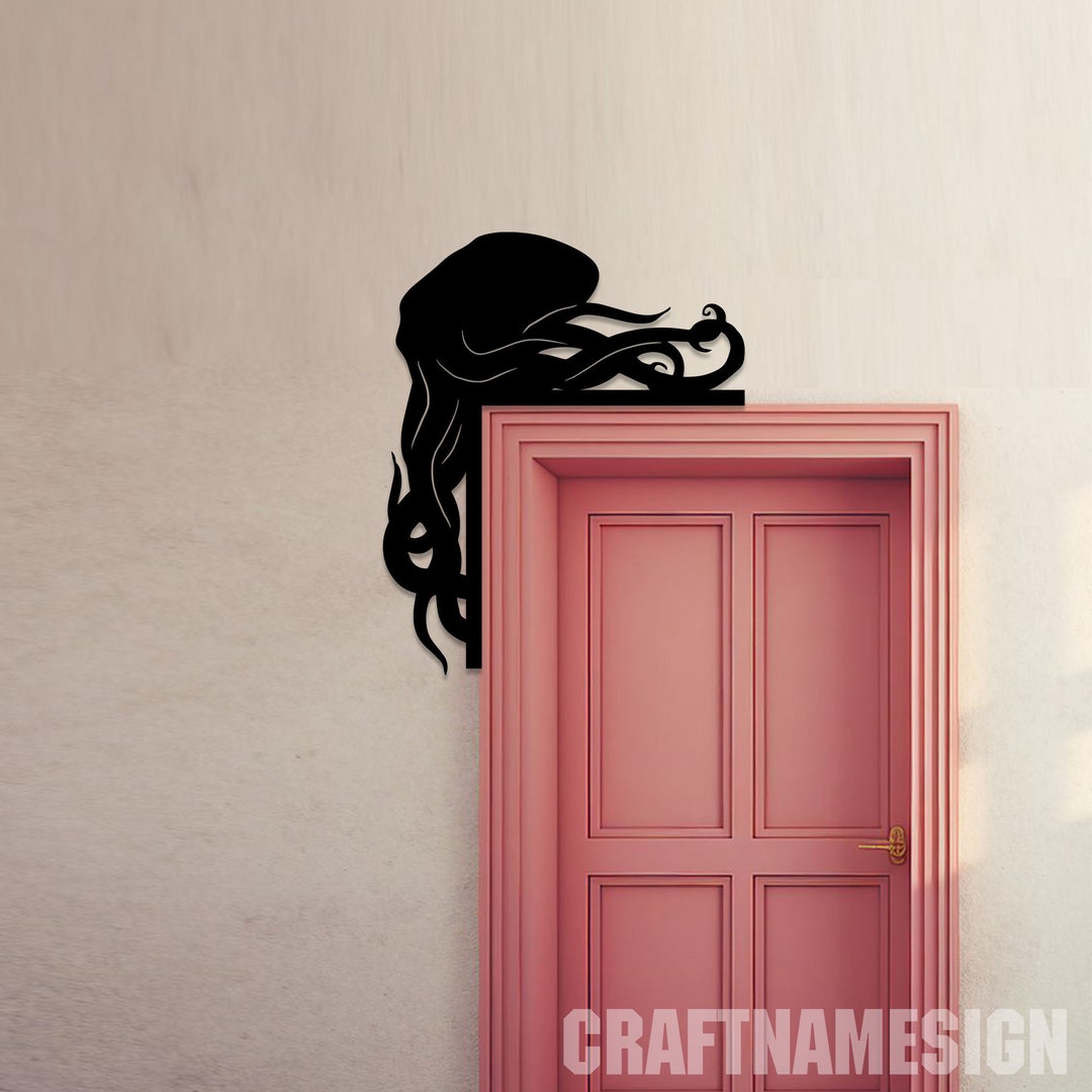 Sea Octopus Door Corner Metal Wall Art, Octopus Door Topper Sign ...