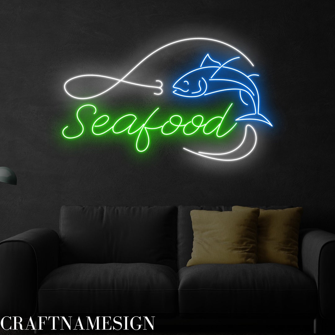 Fish Seafood Neon Sign, Seafood Led Sign, Custom Neon Sign, Seafood ...