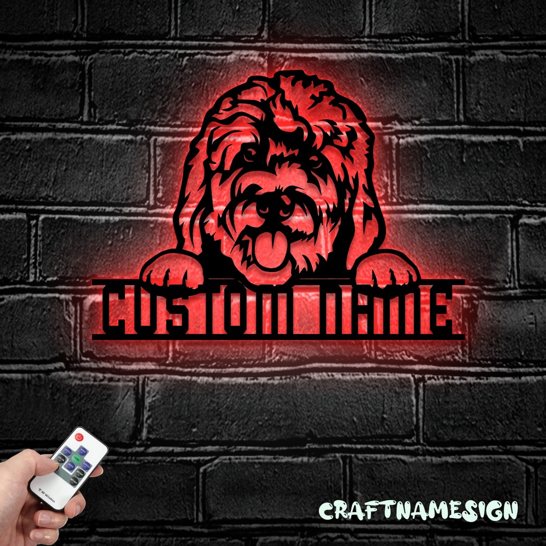 Custom Golden Doodle Metal Wall Art LED Light - Personalized ...