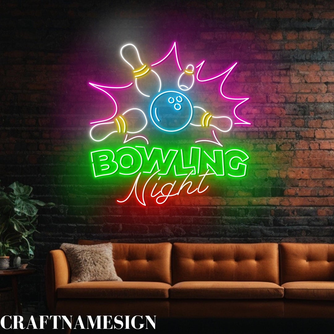 Bowling Night Neon Sign, Bowling Bar Led Sign, Custom Neon Sign, Open ...