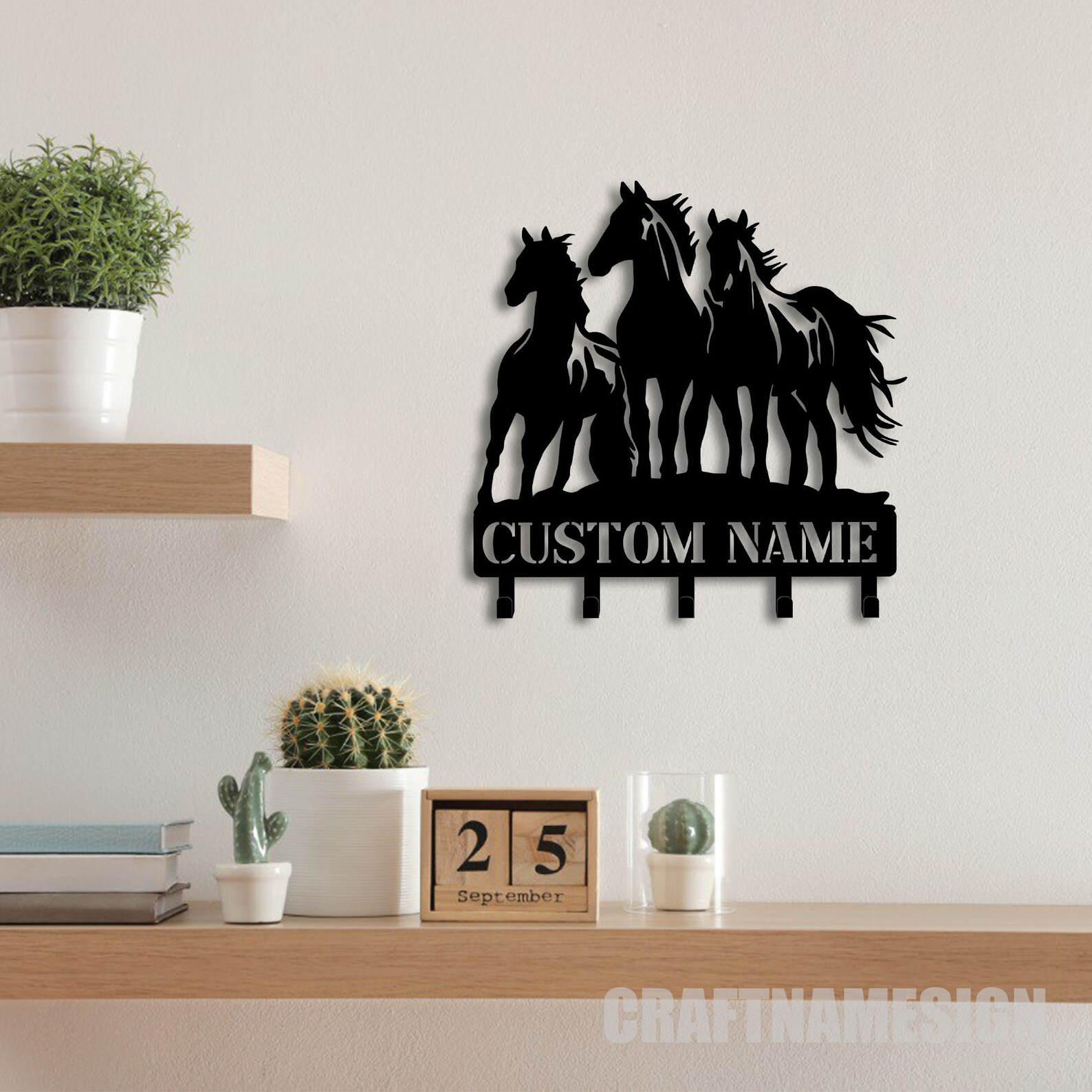 Custom Horse Metal Key Holder, Horse Farm Decor, Ranch Entryway Coat ...
