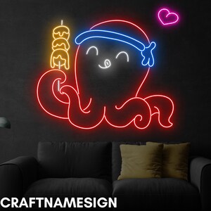 Octopus Dumpling Neon Sign, Octopus Takoyaki Led Sign, Custom Neon Sign ...