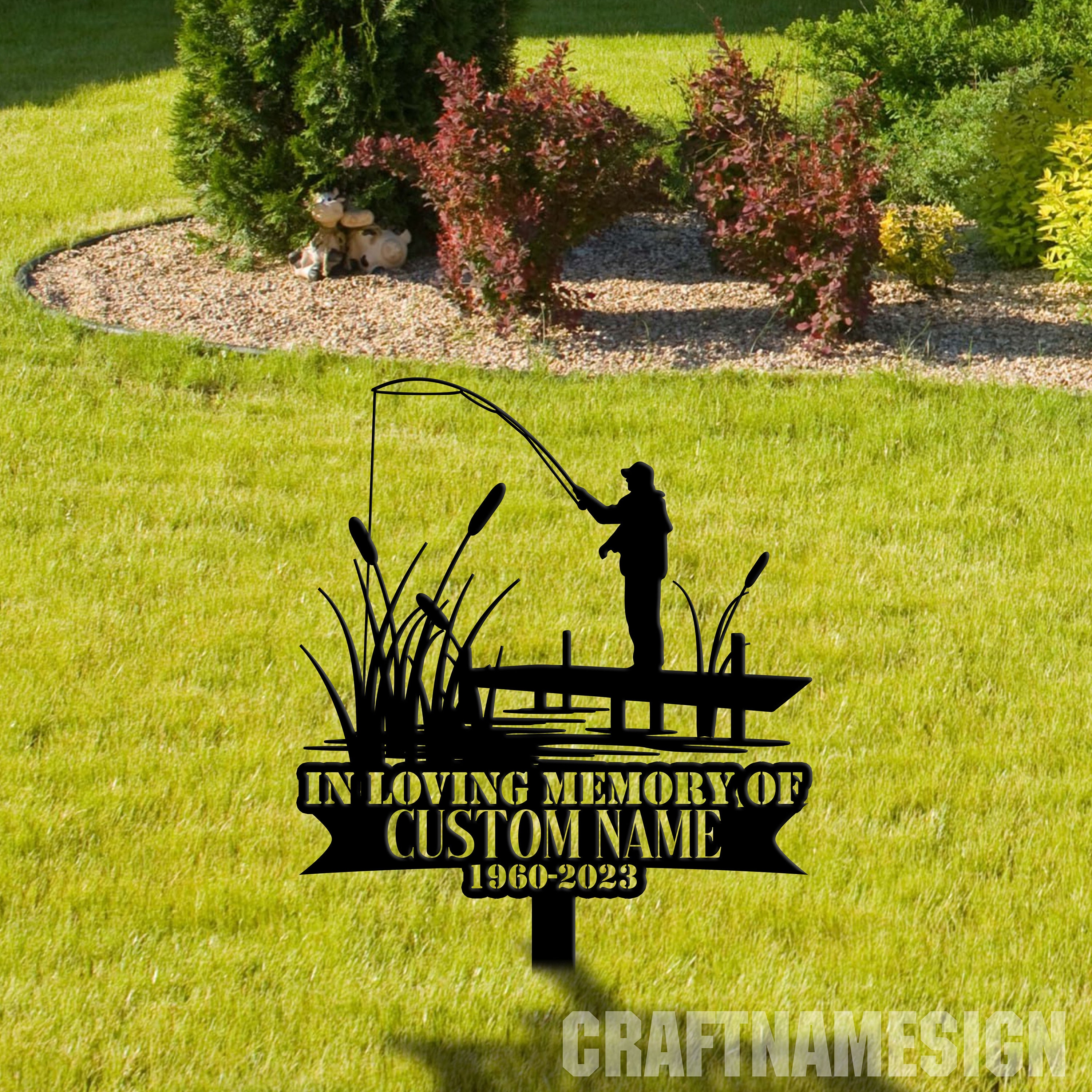 Custom Bass Fishing Fisherman Memorial Stake, Memorial Plaque With ...