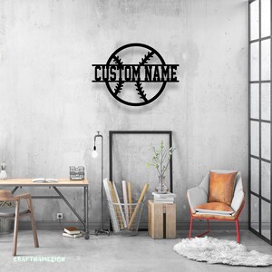 Custom Baseball Us Flag Metal Wall Art Led Light Personalized Softball ...