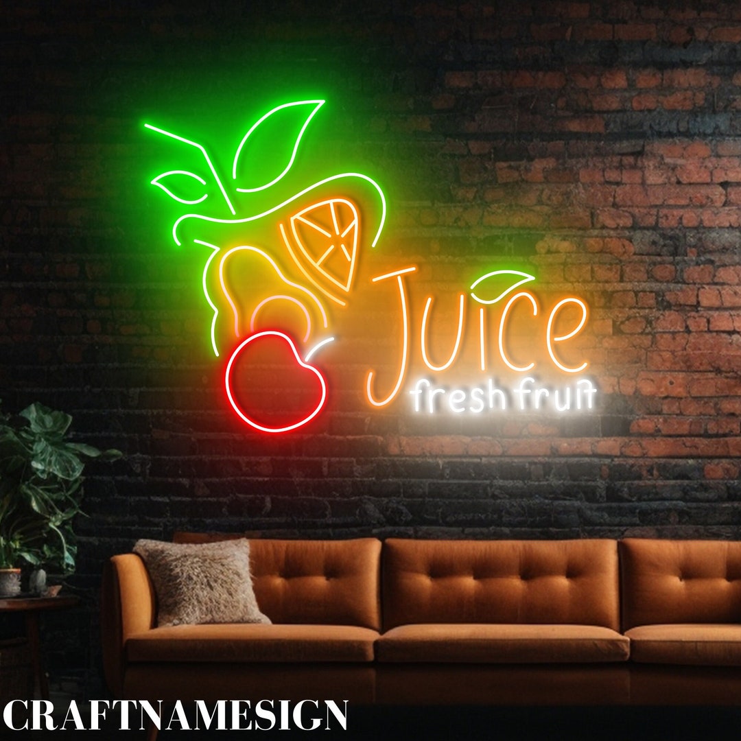 Juice Fresh Fruit Neon Sign, Fruit Juice Bar Led Sign, Custom Neon Sign ...