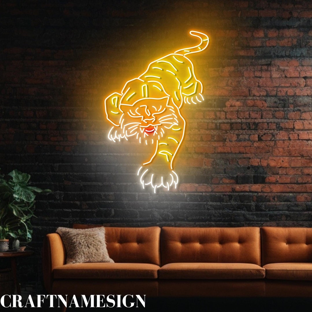 Rampage Tiger Neon Sign, Tiger Approaching Led Sign, Custom Neon Sign ...