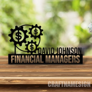 Custom Financial Manager Desk Name Plate, Financial Metal Nameplate for ...