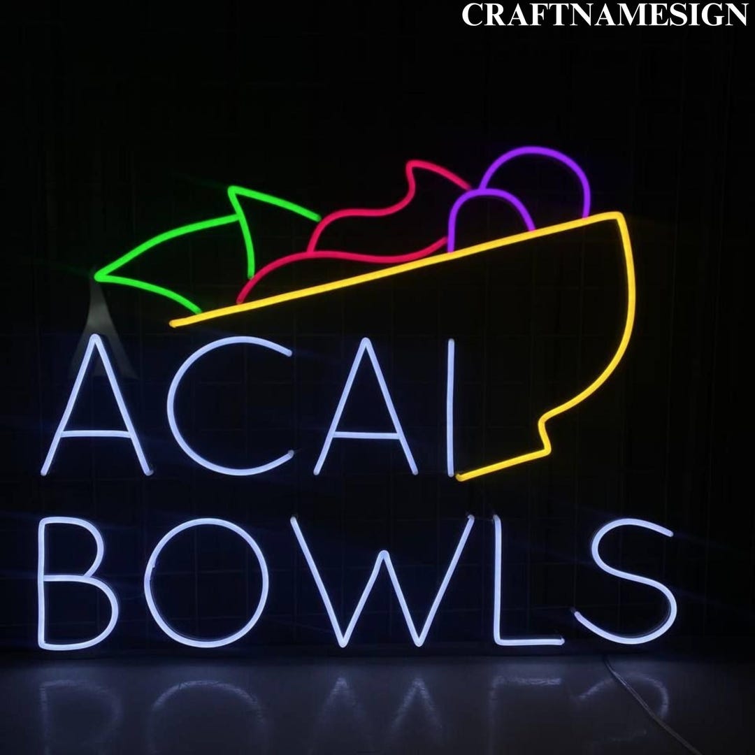 Acai Bowls Neon Sign, Healthy Fruit Acai Bowl Led Sign, Custom Neon Led ...