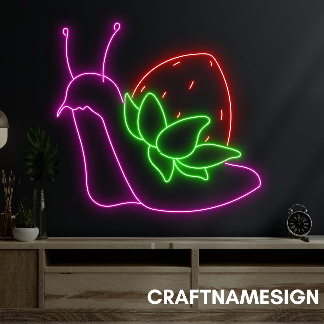 Strawberry Snail Led Sign, Strawberry Neon Sign, Custom Neon Sign ...