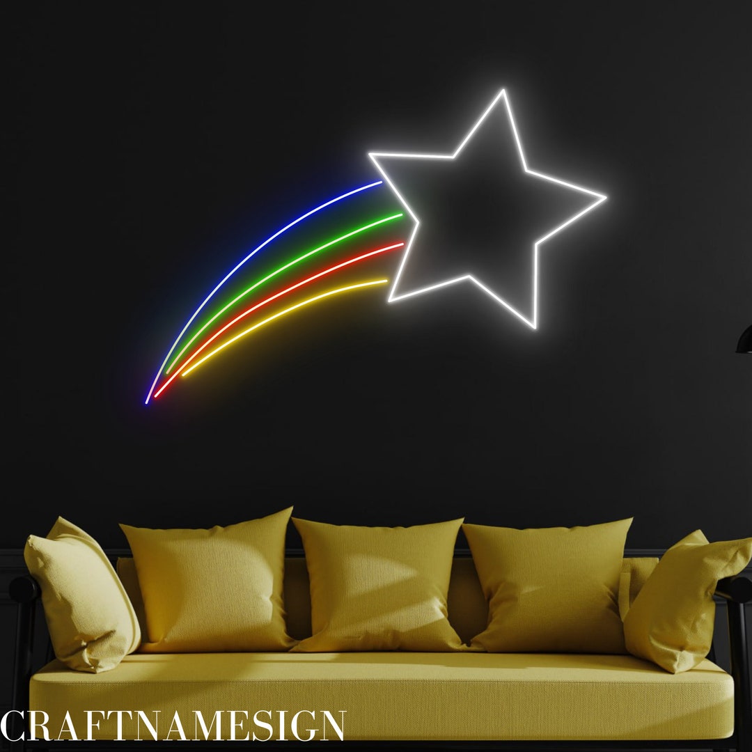 Shooting Star Neon Sign, Shooting Star Led Sign, Custom Neon Sign, Star ...