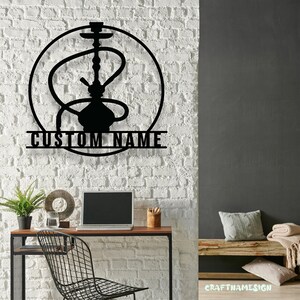 Custom Shisha Hookah Metal Wall Art LED Light |personalized Smoke Shop ...