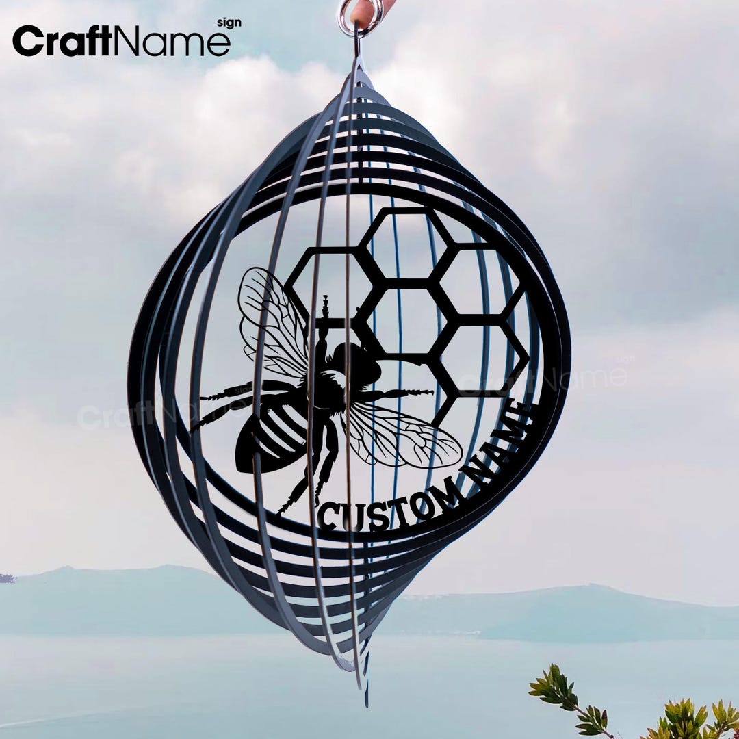 Personalized Bee Metal Wind Spinner, Custom Bee Hive Wind Spinner ...