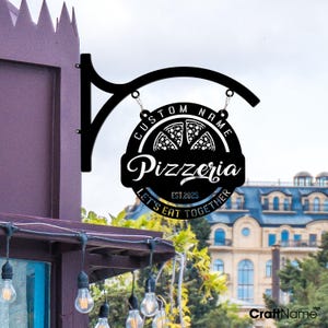 Personalized Pizzeria Metal Wall Hanging Sign, Pizza Restaurant Outdoor ...
