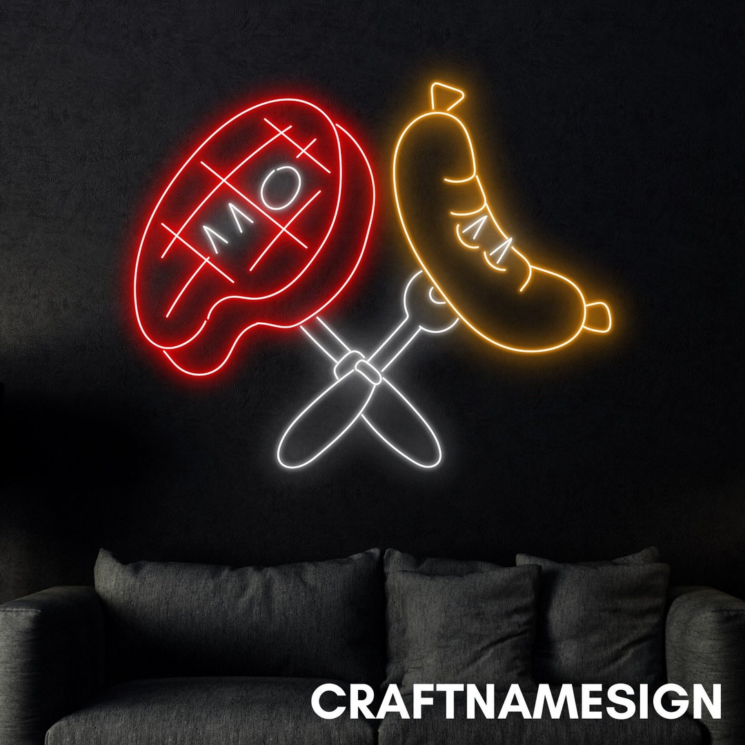 BBQ Beef Sausage Neon Sign, Beef Sausage Led Sign, Custom Neon Sign ...